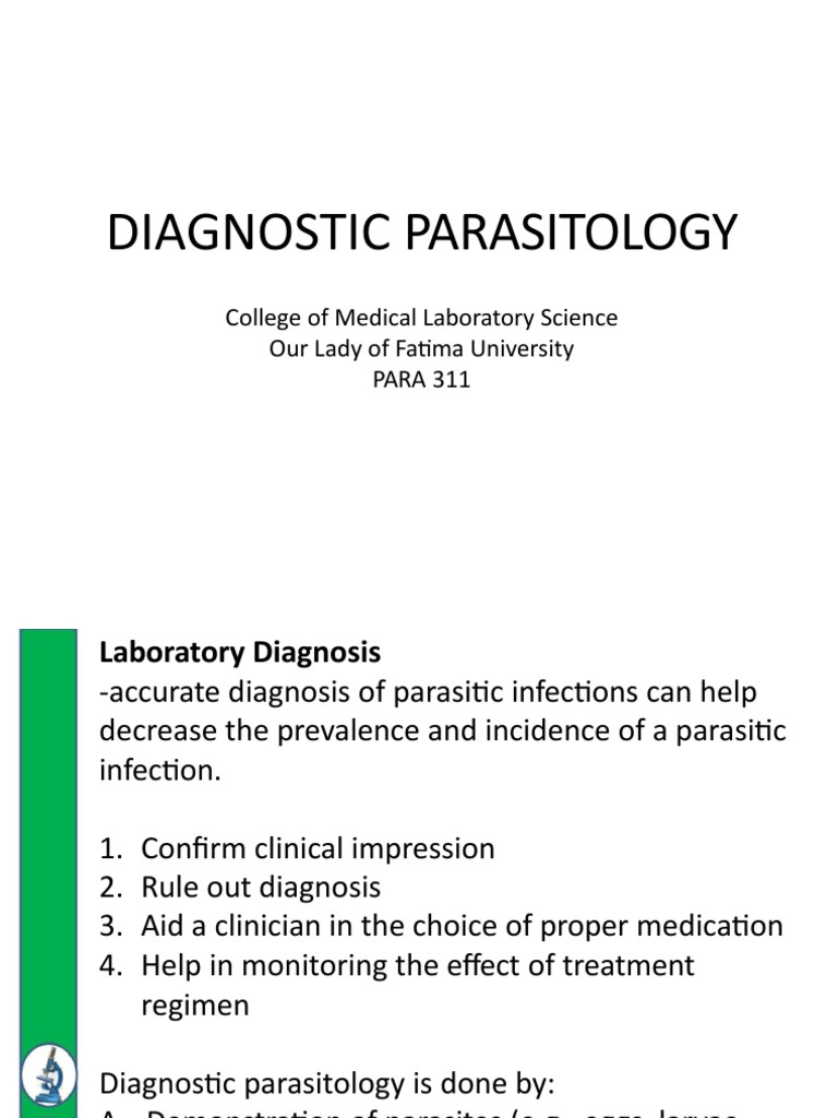 Diagnostic Parasitology: College of Medical Laboratory Science Our Lady ...