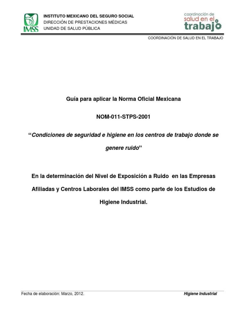 Nom-011-Stps-2001guia-Final 5042012 | PDF | Micrófono | Seguridad y ...