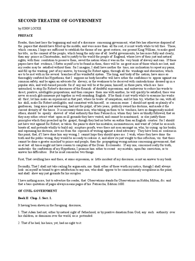 Second Treatise of Government: Preface | PDF | Punishments | Crime ...