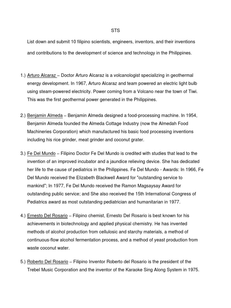 STS Filipino Scientist | PDF | Philippines | Organisms