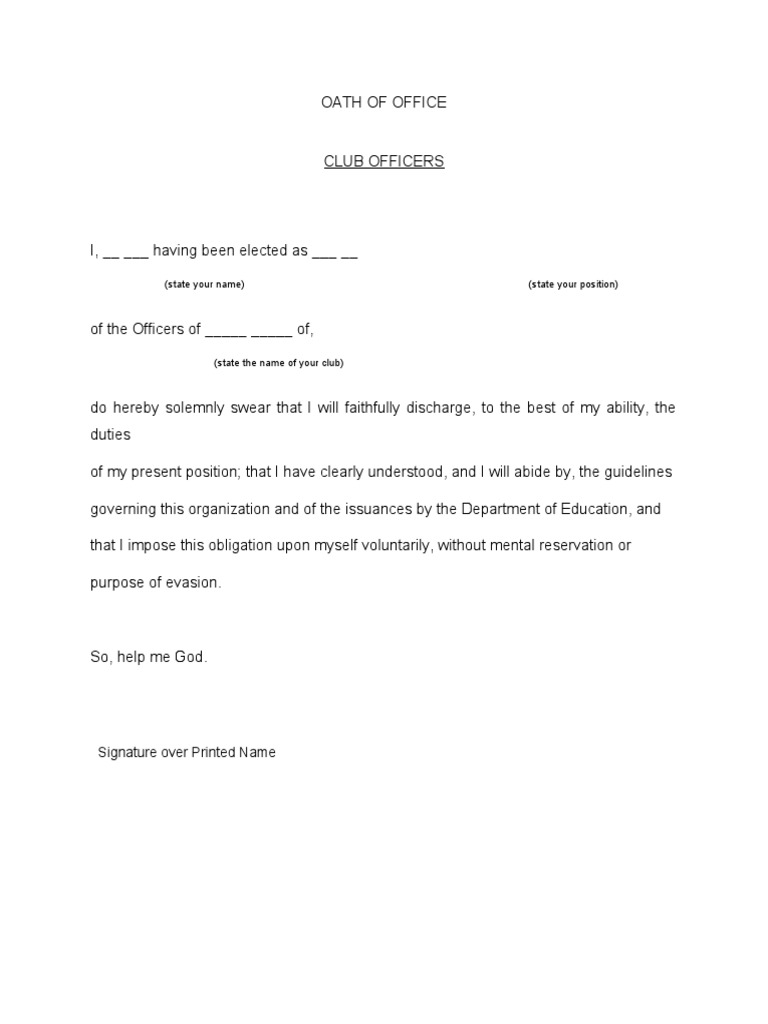 (State Your Name) (State Your Position) : Signature Over Printed Name ...