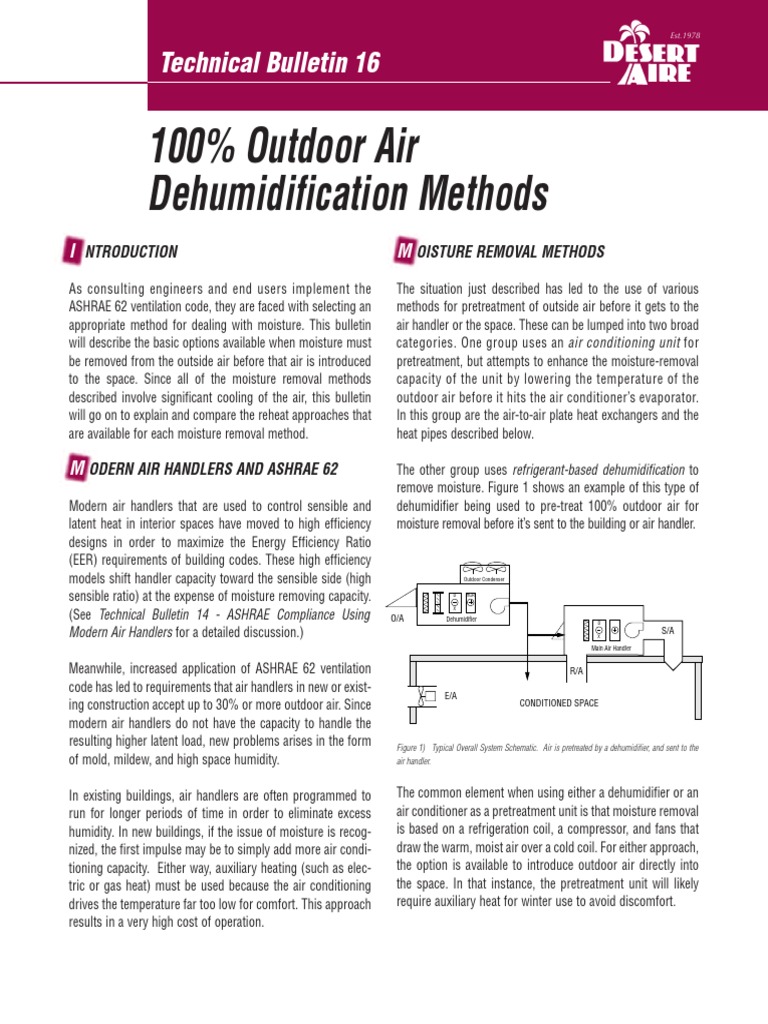 100% Outdoor Air Dehumidification Methods: Technical Bulletin 16 | PDF ...