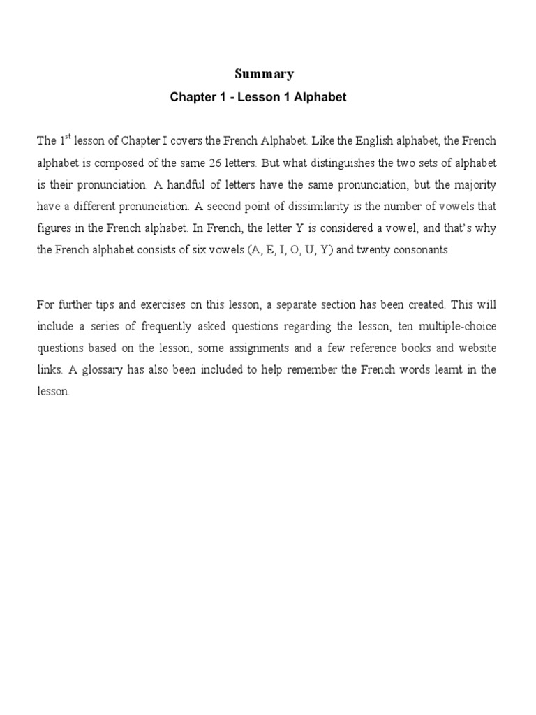 Chapter 1 - Lesson 1 Alphabet | PDF