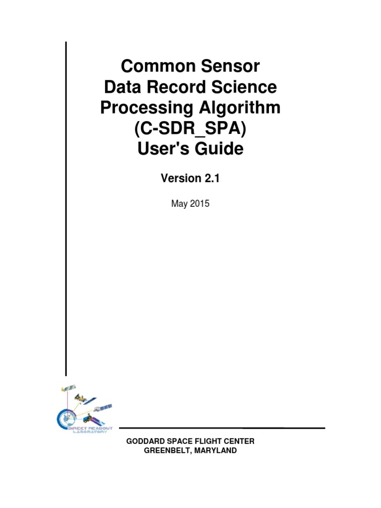 Common Sensor Data Record Science Processing Algorithm (C-SDR - SPA ...