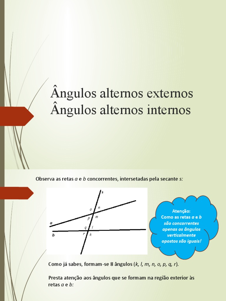 3 - Ângulos Alternos Externos e Alternos Internos | PDF | Ensino de ...