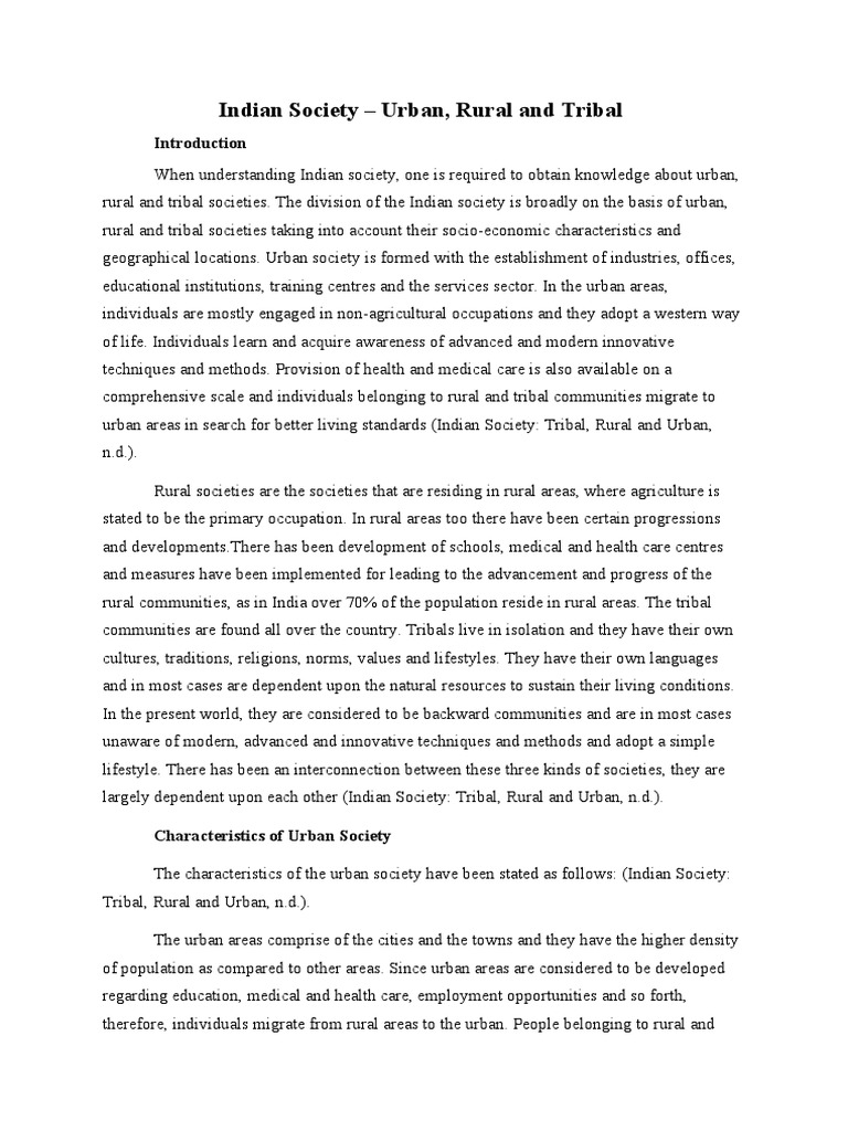Indian Society - Urban, Rural and Tribal | Download Free PDF | Family ...
