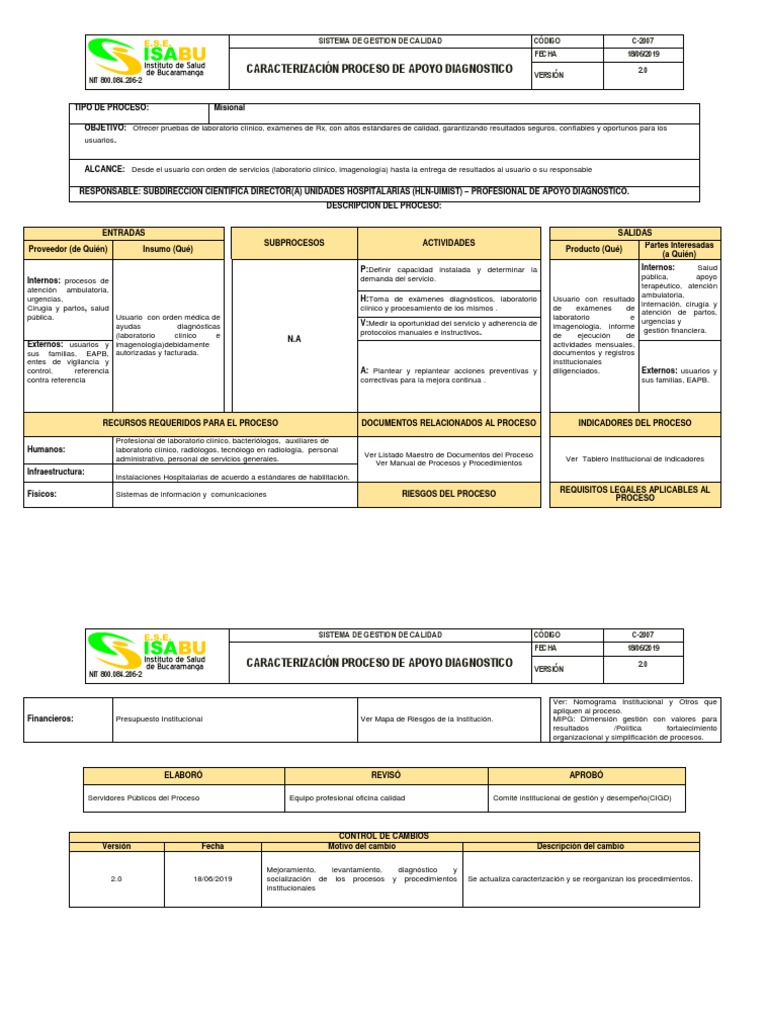Proceso de Apoyo Diagnostico PDF | PDF | Imagenes medicas | Laboratorios