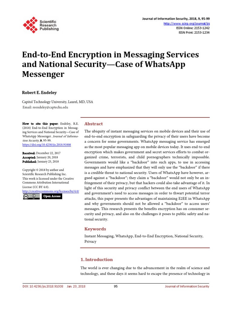 End-To-End Encryption in Messaging Services and National Security-Case ...