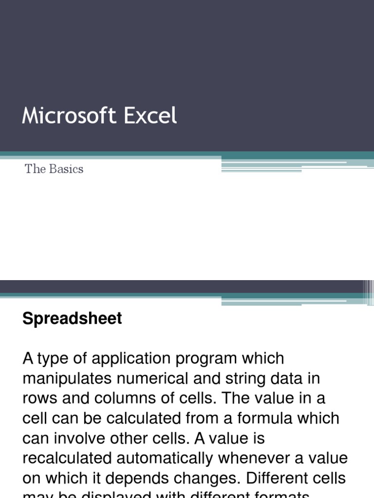 Microsoft Excel: The Basics | PDF | Microsoft Excel | Spreadsheet