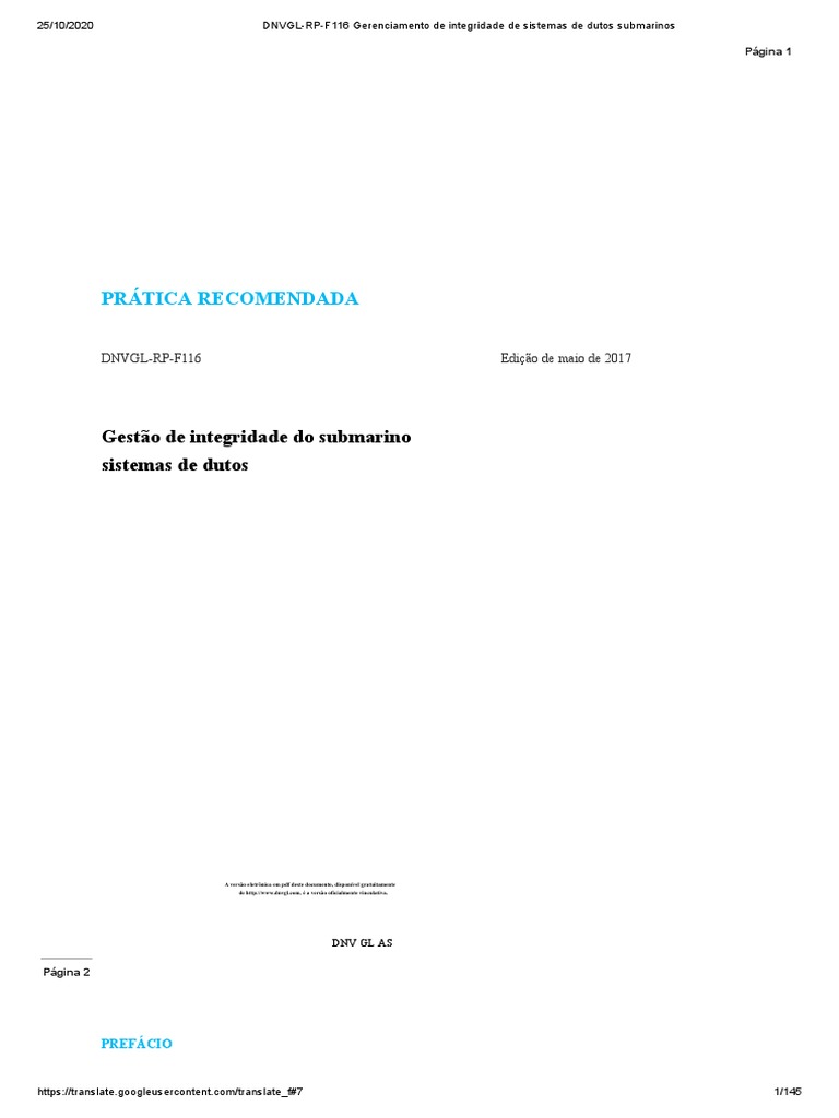 EK. DNVGL-RP-F116 Gerenciamento de Integridade de Sistemas de Dutos ...