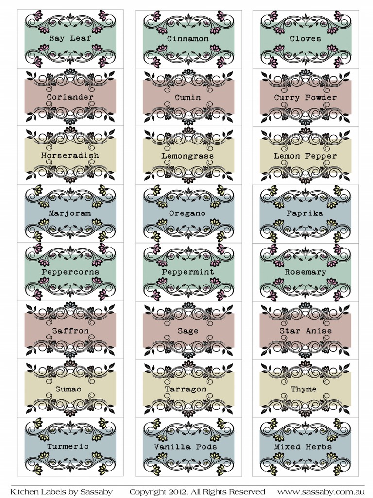 Kitchen Labels | PDF