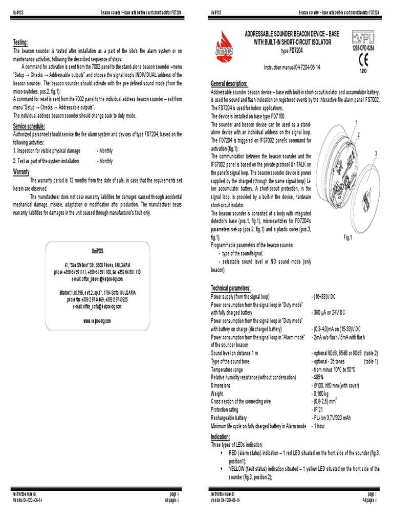 Testing: Addressable Sounder Beacon Device - Base With Built-In Short ...