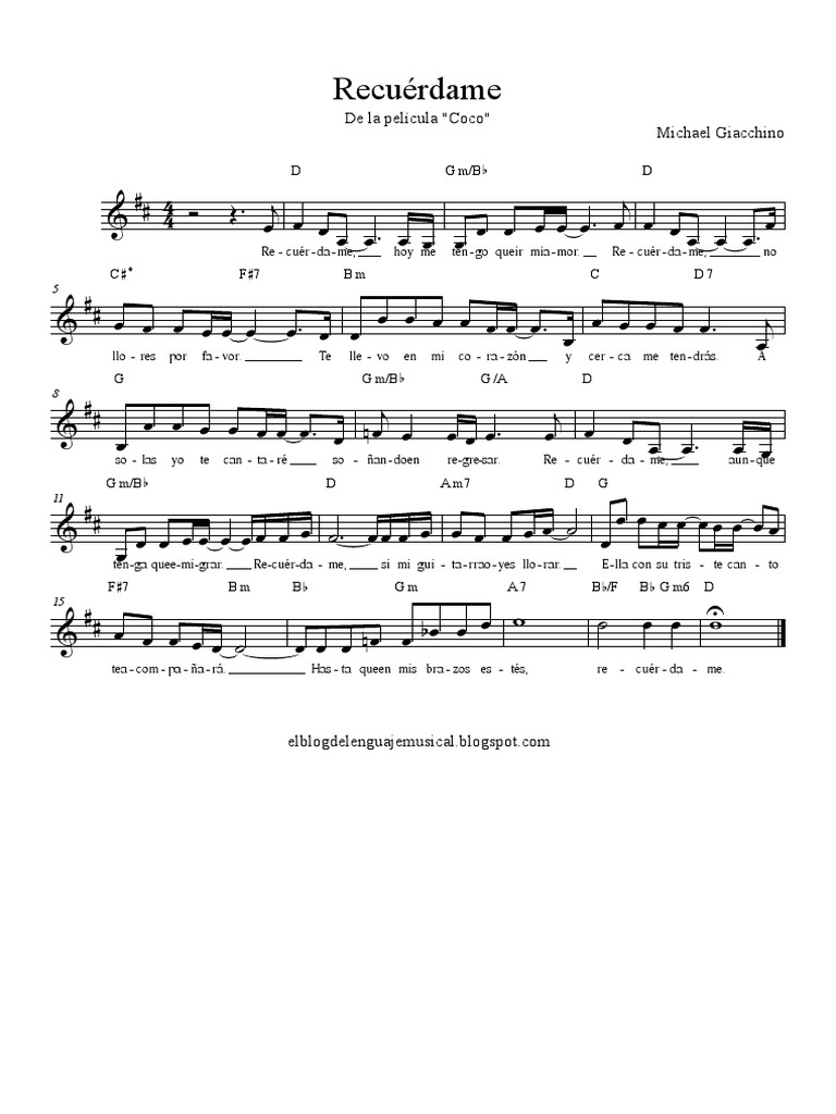 Recuérdame (Coco) PDF | PDF