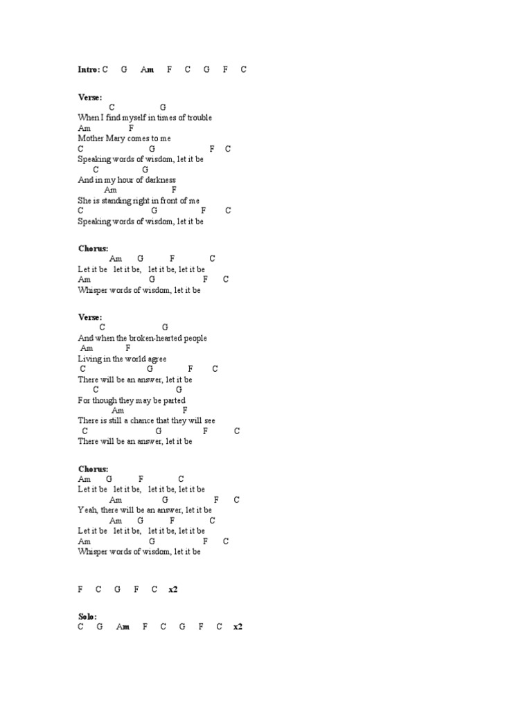 Let It Be For Uke | PDF | Song Structure | Vocal Music