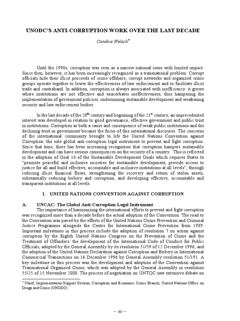 Unodc'S Anti-Corruption Work Over The Last Decade: Candice Welsch | PDF ...