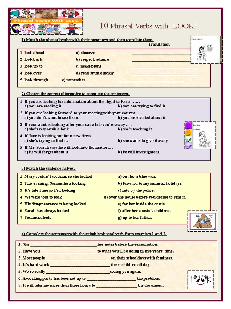 10 Phrasal Verbs With Look Grammar Drills - 89138 | PDF | Career ...
