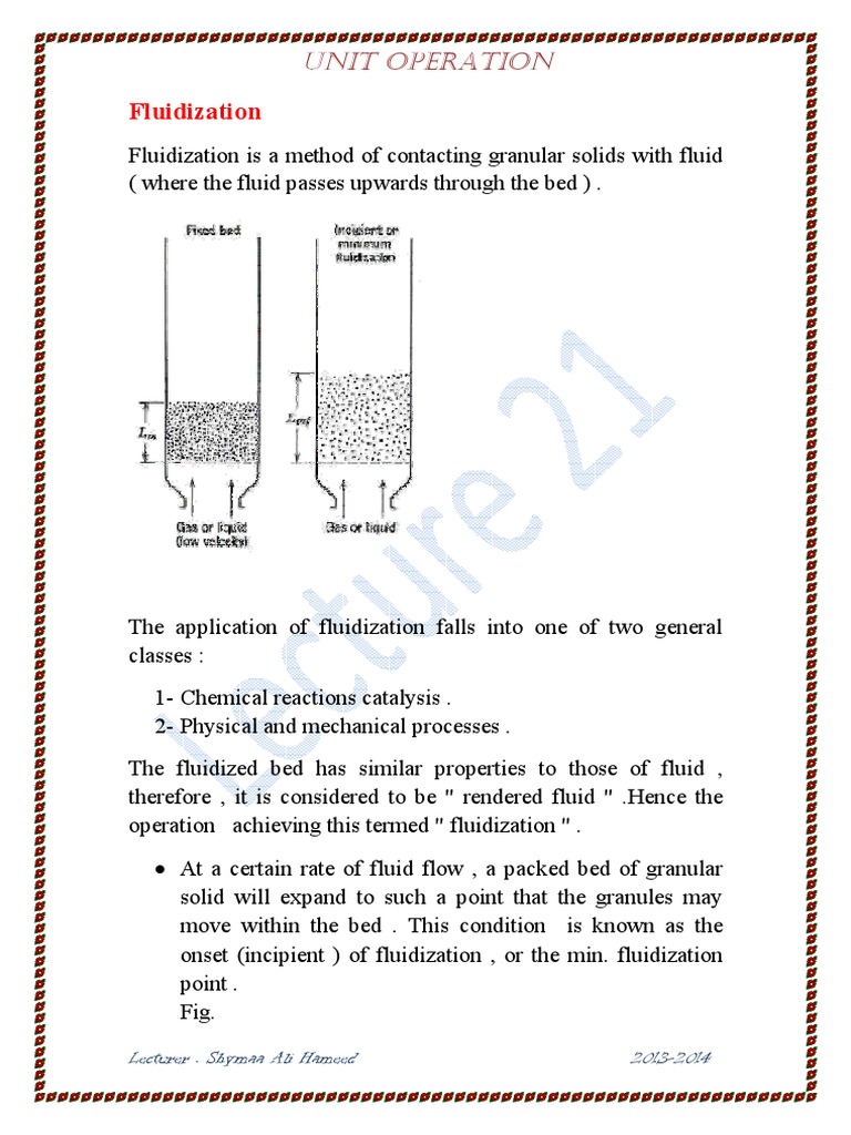 Fluidization: Unit Operation | PDF | Fluidization | Physical Chemistry