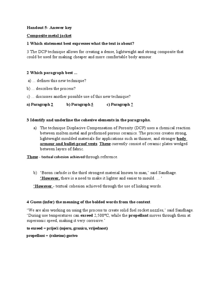Handout 5 - Answer Key | PDF
