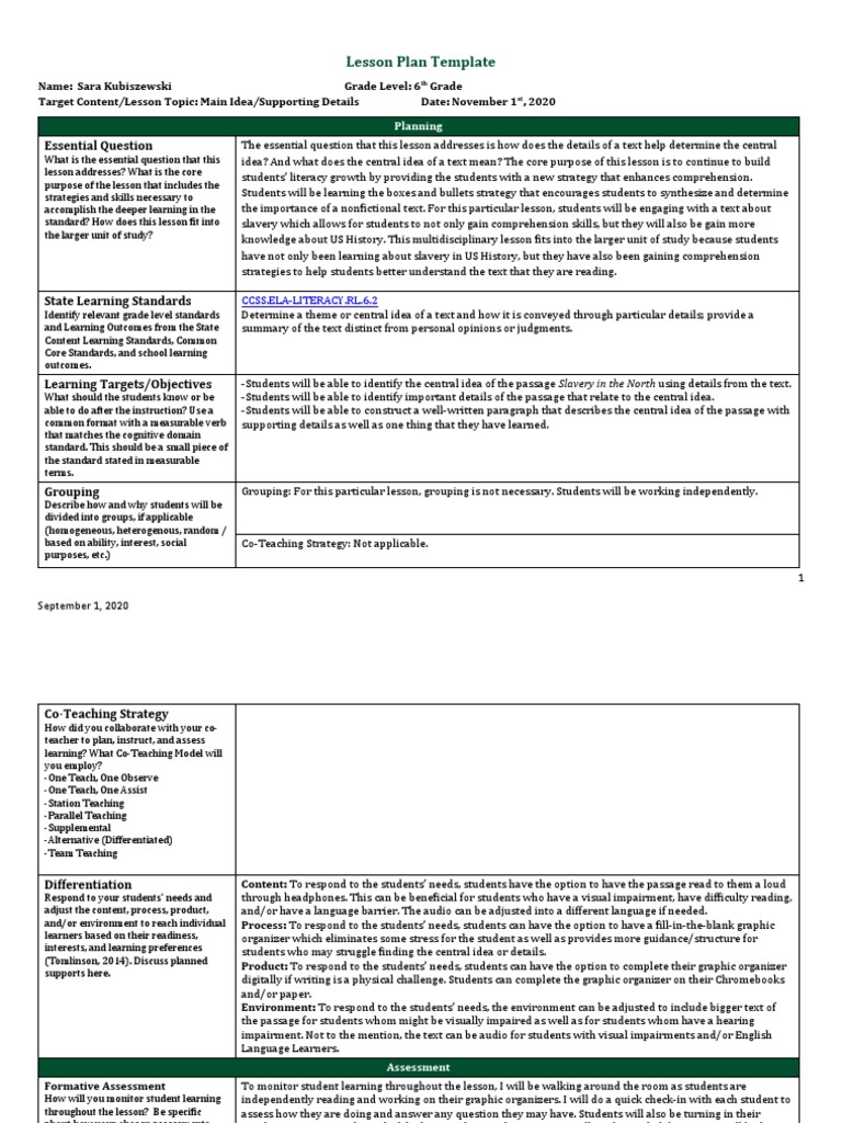 Lesson Plan Template: Essential Question | PDF | Educational Assessment ...