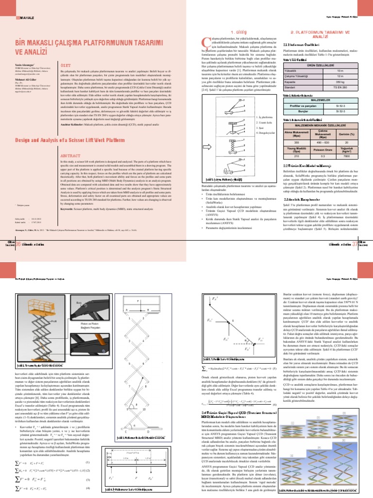 Design and Analysis of A Scissor Lift Wo | PDF