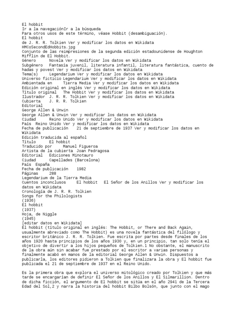 El Hobbit | PDF | El Hobbit | Bilbo Baggins