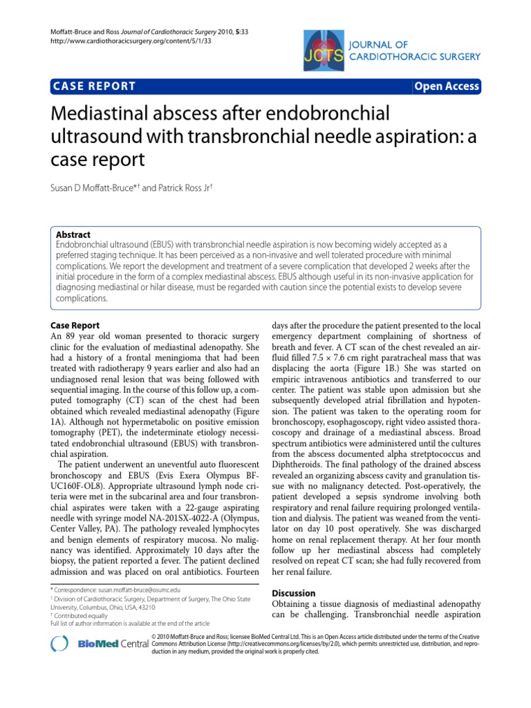 Mediastinal Abscess After Endobronchial | PDF | Ct Scan | Pathology