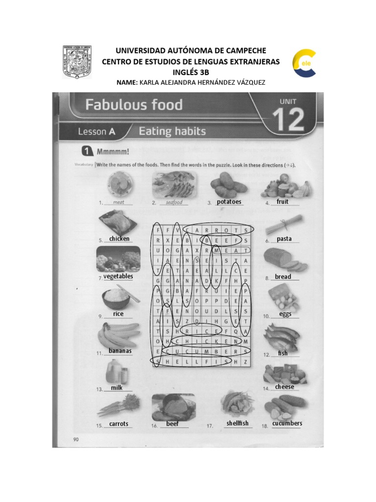 Unit 12 Vocabulary: Food Items | PDF | Science & Mathematics