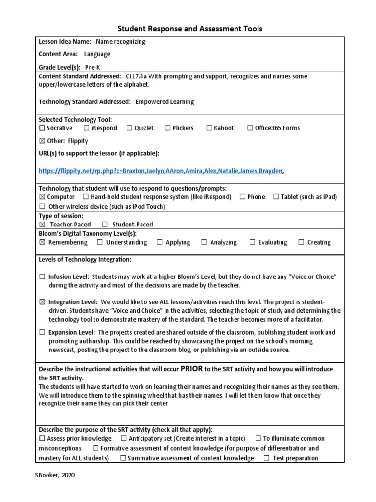 m07 Student Response Tools Lesson Idea Template 1 3 | PDF | Educational ...