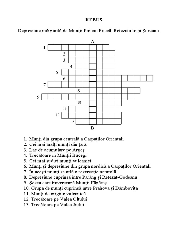 Rebus Geografic-Clasa A IV-a | PDF