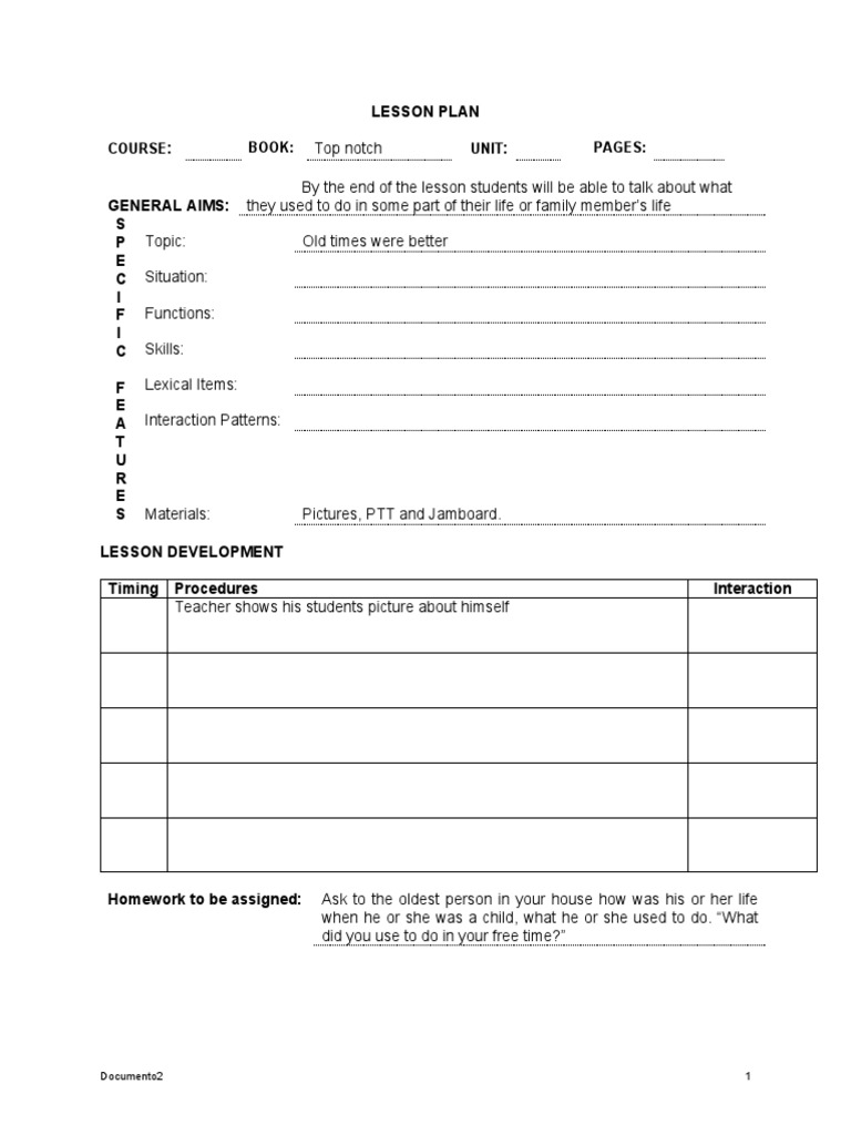 Lesson Plan::: Course Book: Unit Pages | PDF