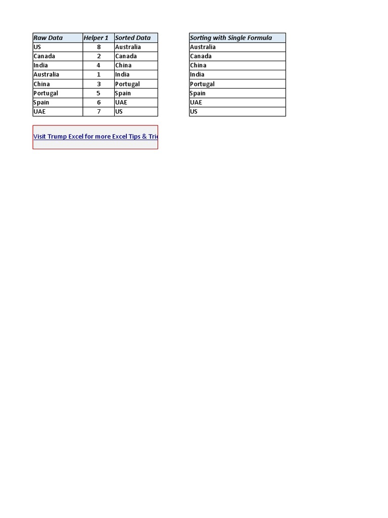 Sort Data in Alphabetical Order Using Formula | PDF