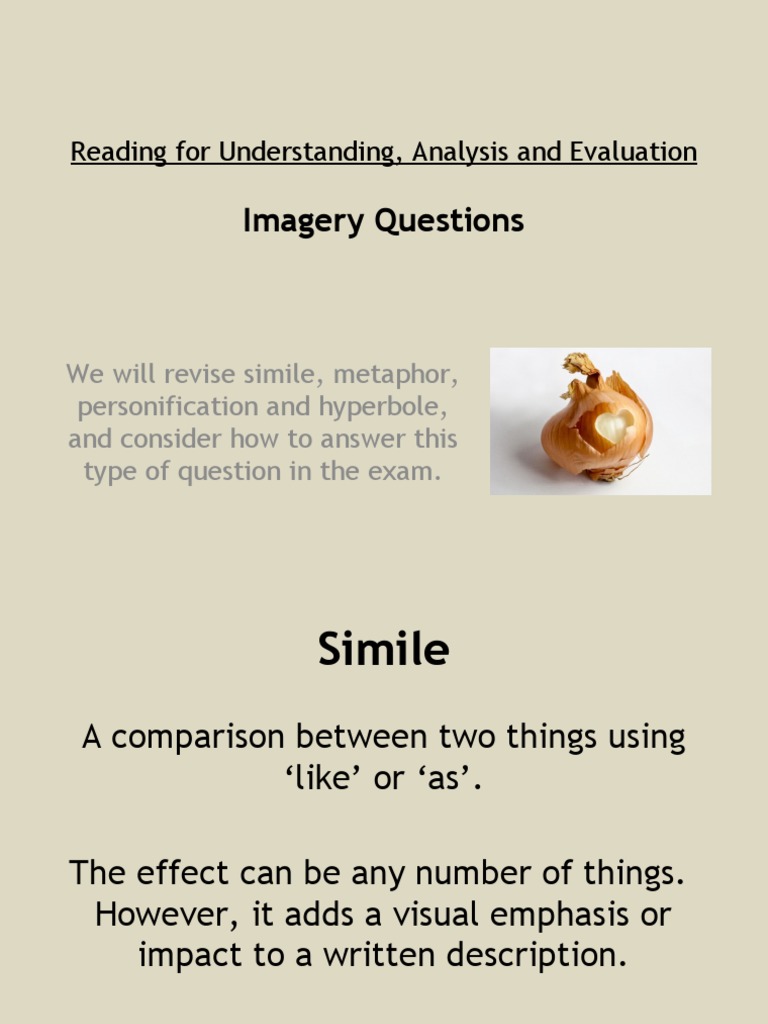 Imagery Questions: Reading For Understanding, Analysis and Evaluation ...