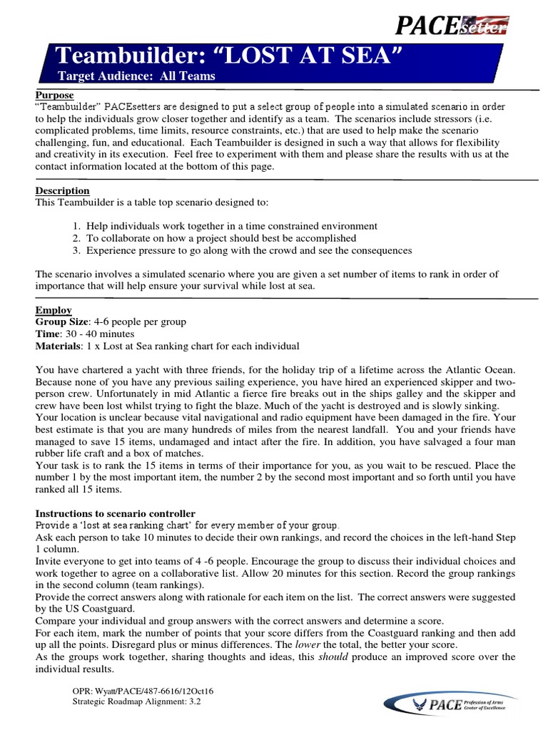 Teambuilder LOST AT SEA | Download Free PDF | Sea | Water
