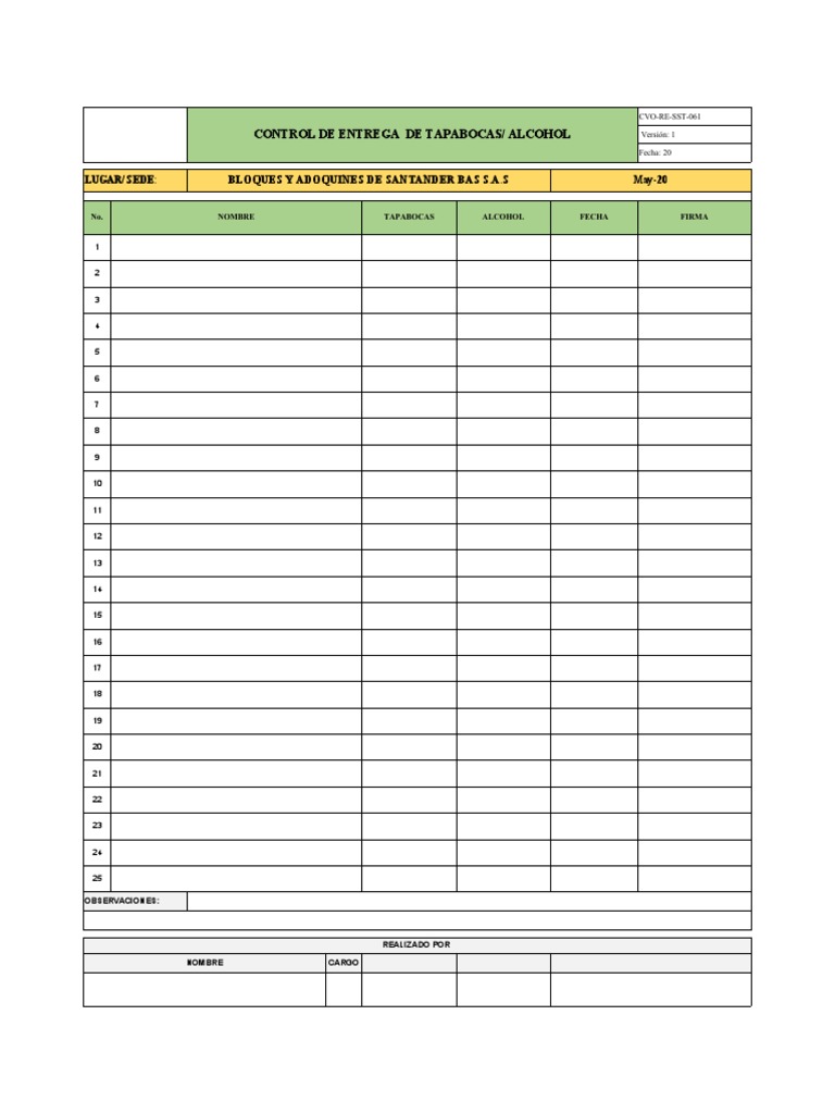 Formato de Entrega de Insumos (Alcohol) | PDF