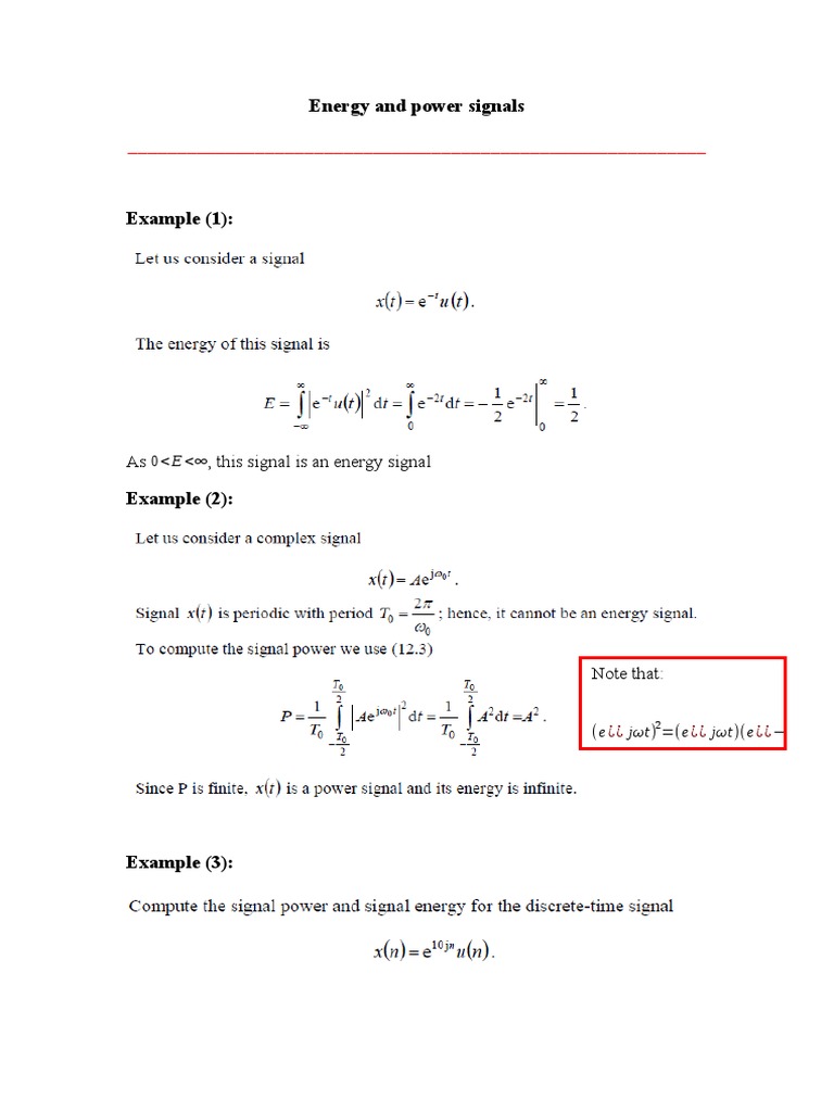 Energy and Power Signals Explained | PDF
