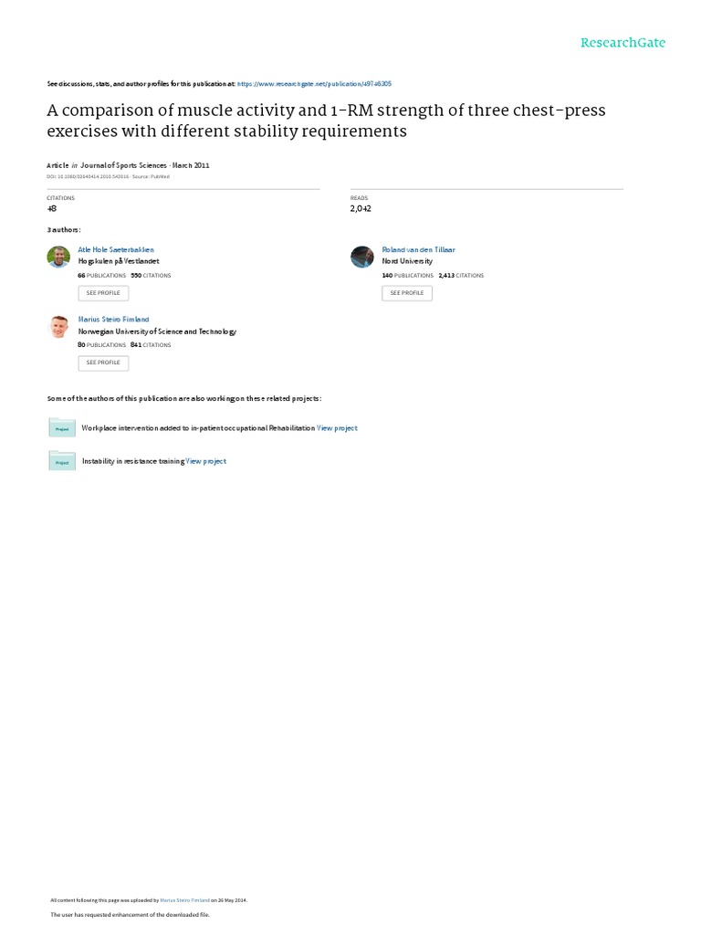 A Comparison of Muscle Activity and 1-RM Strength | PDF | Strength ...