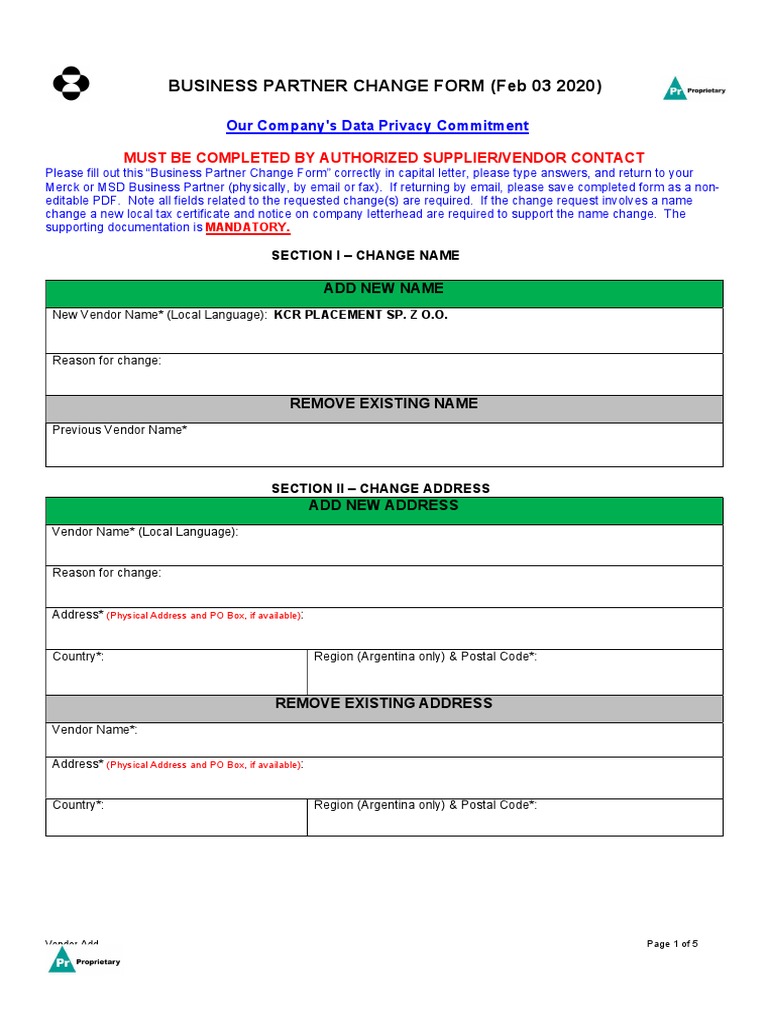 Vendor Change Form Guide | PDF | Payments | Cheque