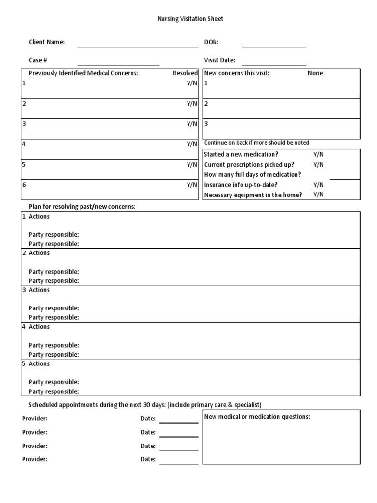 Nurse CM Visit Form | PDF