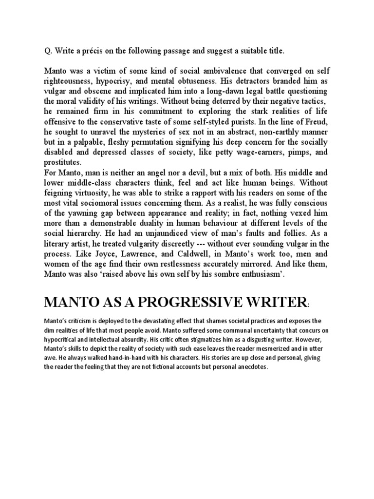 Manto As A Progressive Writer | PDF