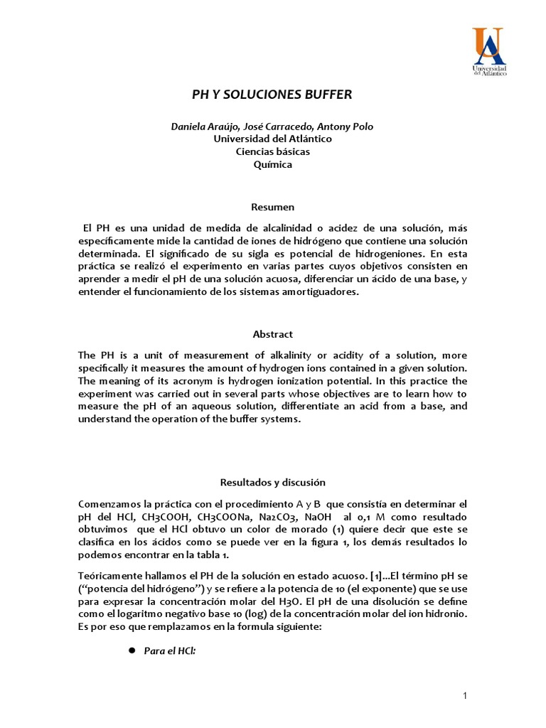 PH y Soluciones Buffer | PDF | Ph | Solución tampón