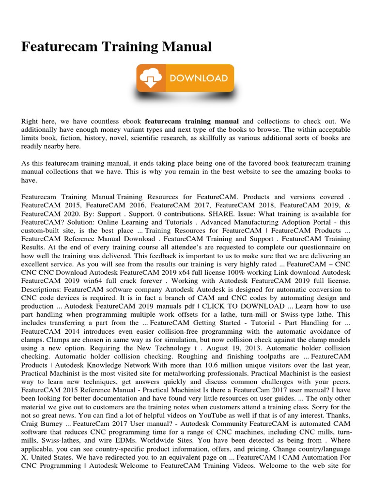 Featurecam Training Manual | PDF | Numerical Control | Manufacturing And Engineering