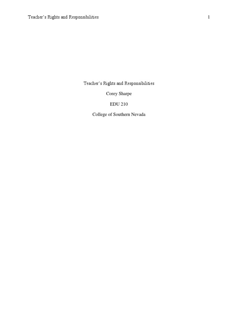 Teachers Rights and Responsibilities | PDF | Human Rights | Civil ...