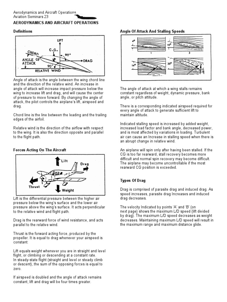 Aerodynamics and Aircraft Operations Definitions Angle of Attack and ...