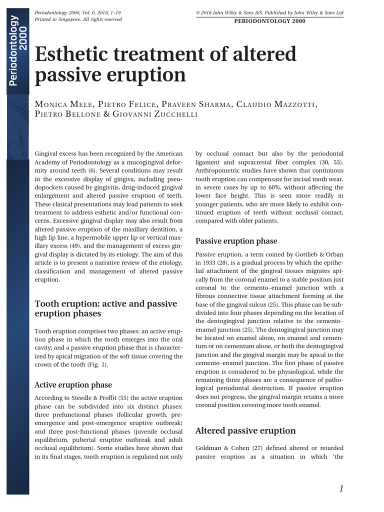 Altered Eruption Passive | PDF | Periodontology | Human Tooth