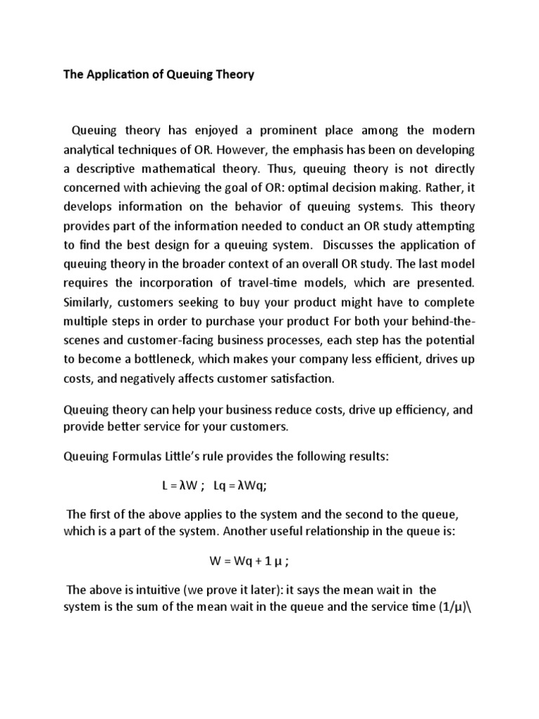 The Application of Queuing Theory | Download Free PDF | Game Theory ...