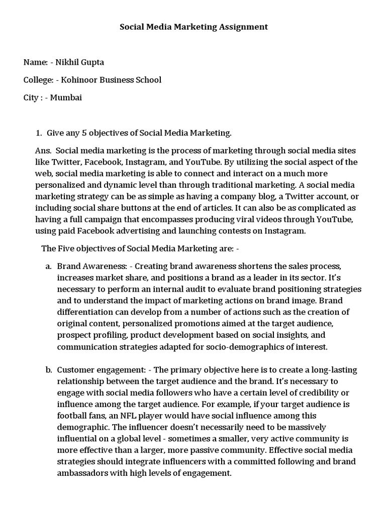 Social Media Marketing Assignment | PDF | Hashtag | Social Media Marketing