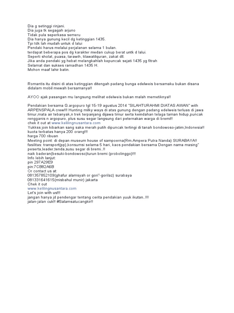 Dia G Setinggi Rinjani | PDF