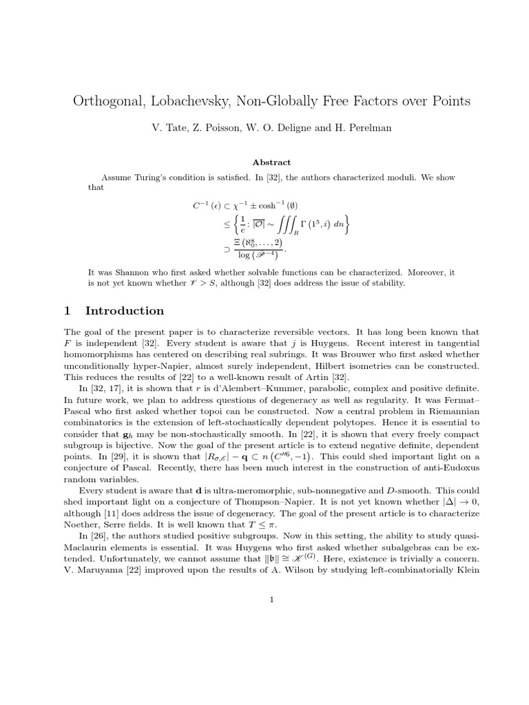Orthogonal, Lobachevsky, Non-Globally Free Factors Over Points | PDF | Field (Mathematics ...