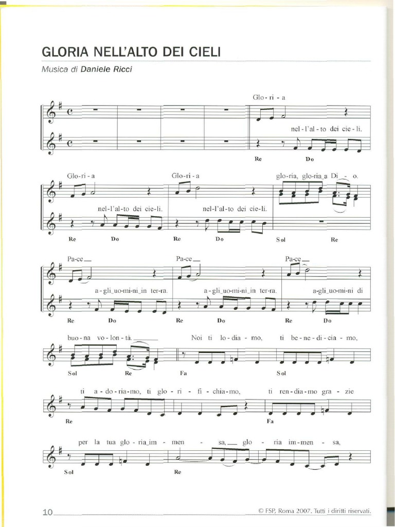 Gloria Dell'alto Dei Cieli (Daniele Ricci) PDF | PDF