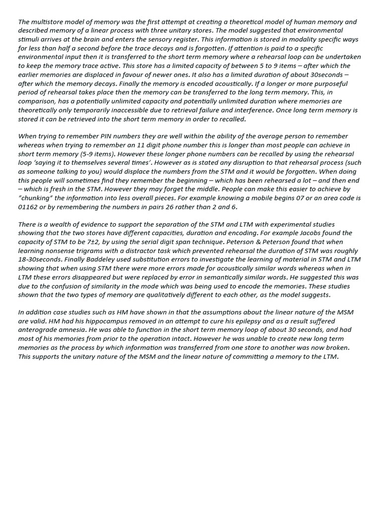 Memory - MSM (16 Marks) | PDF | Long Term Memory | Memory